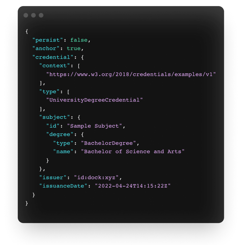 Dock: Verifiable Credentials